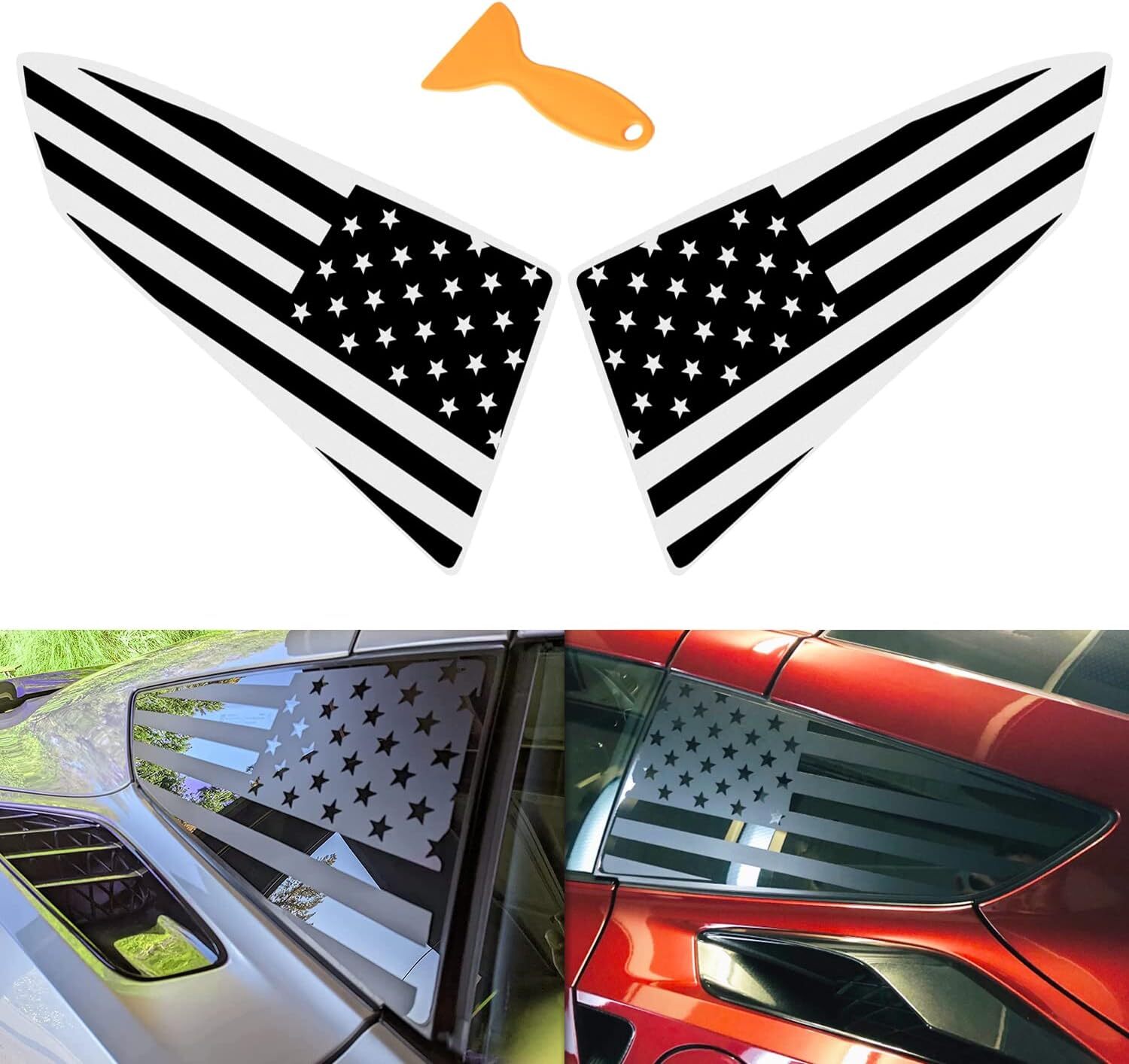 Both Side American Flag Window Decals fits for C7 Corvette 2014-2019 ...