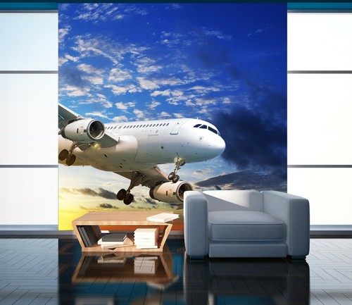 3D Airplane Flying A497 Transport Wallpaper Mural Self-adhesive ...