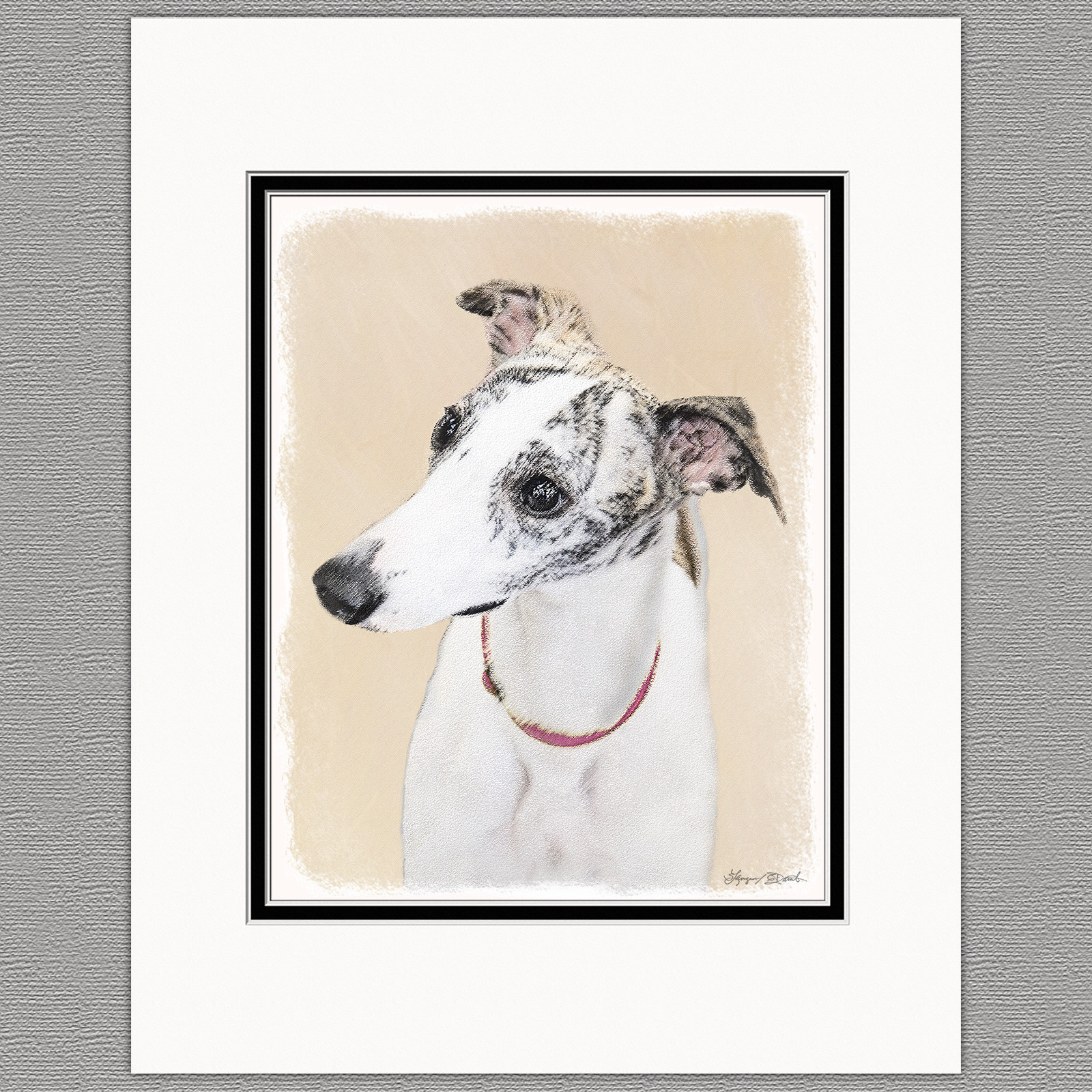 Whippet Dog Original Art Print 8x10 Matted to 11x14 | eBay