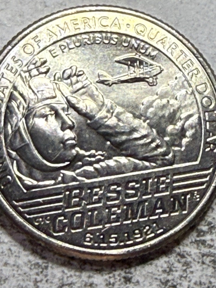 2023 P Bessie Coleman Quarter With die chip Error On Top Of Wing. | eBay