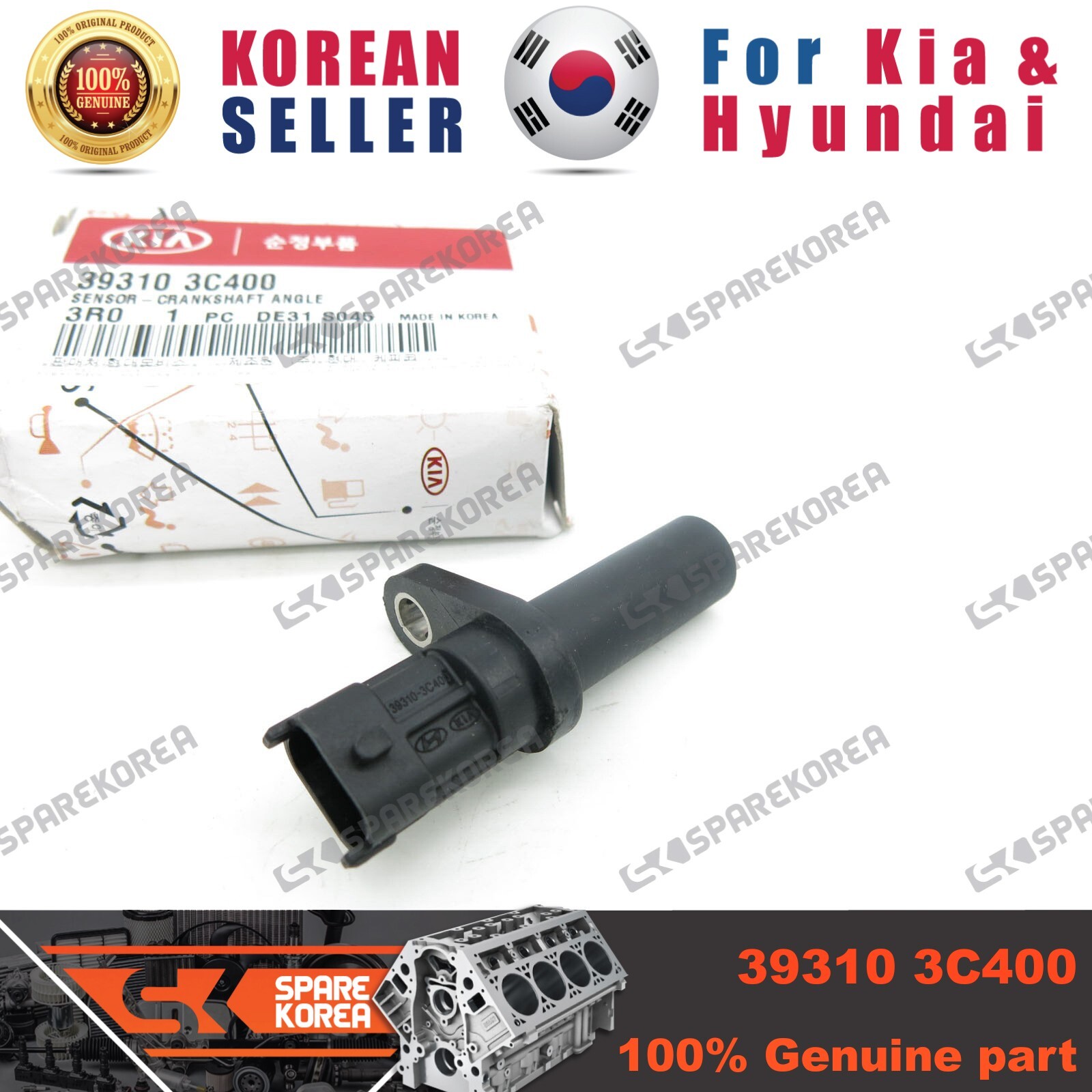 Genuine/OEM 393103C400 SENSOR-CRANKSHAFT ANGLE for Kia K7 (Cadenza) 10 ...