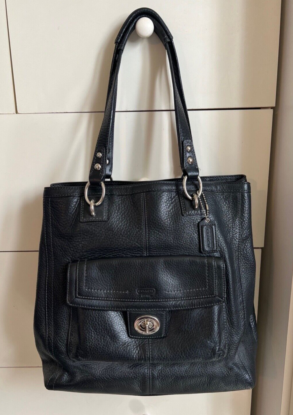 Coach Penelope Pebble Black Leather Carryall Shoulder… - Gem