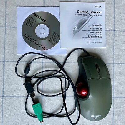 Microsoft Trackball Optical Mouse 1.0 PS2/USB, Gray, Ergonomic, Vintage ...