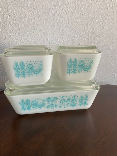 Vintage Pyrex Complete Set Butterprint Refrigerator Dishes 501 502 503 ...