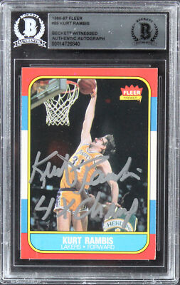 Lakers Kurt Rambis "4x Champ" Signed 1986 Fleer #89 Rookie Card BAS ...
