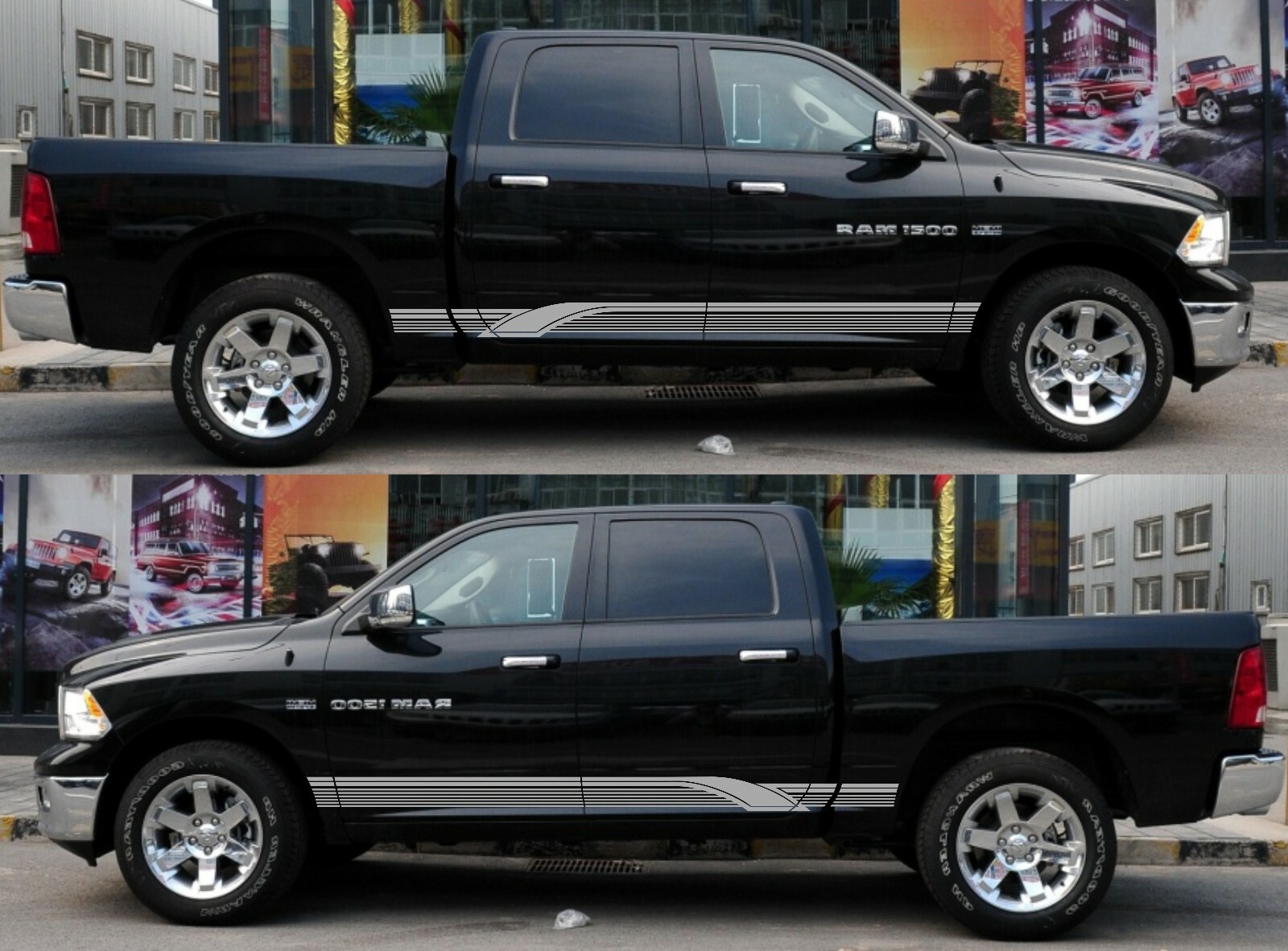 For Dodge Ram RT Door Sill Headlight Bumper Racing Side Door Sticker ...