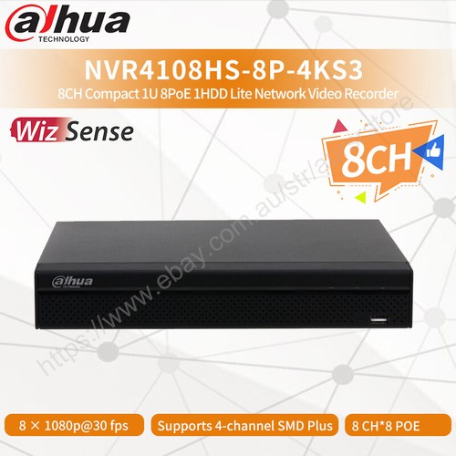 Dahua 8CH 1U 8PoE 1HDD High Definition H.265 Video Recorder NVR4108HS-8P-4KS3 | eBay Australia