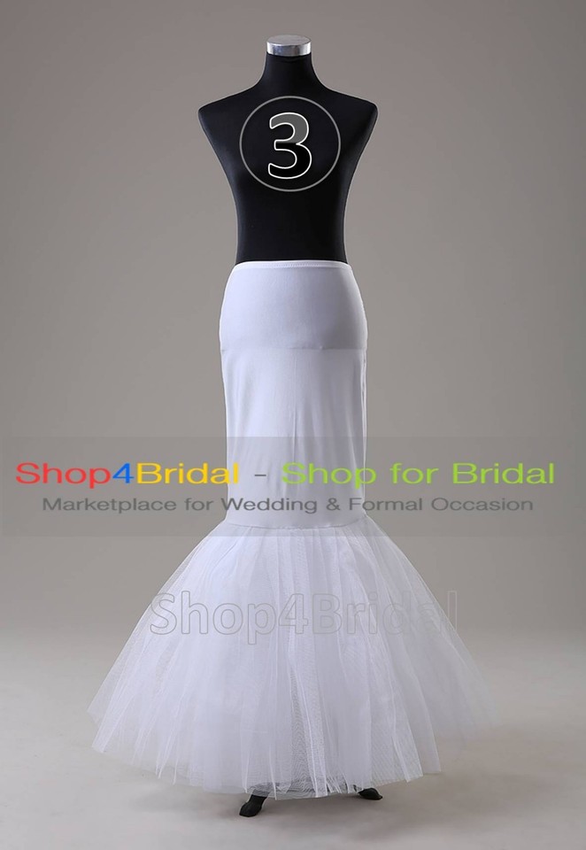White Hoopless/1 Hoop/2 Hoop Cocktail Mermaid Fishtail Crinoline ...