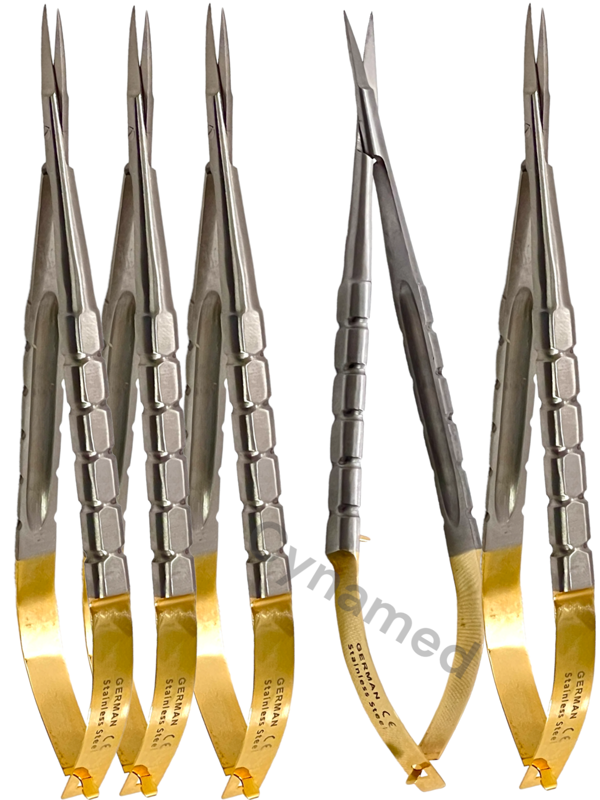 Set of 5 - 6" Castroviejo Scissors, STR, Gold Handle, Spring Handle Stainless CE | eBay