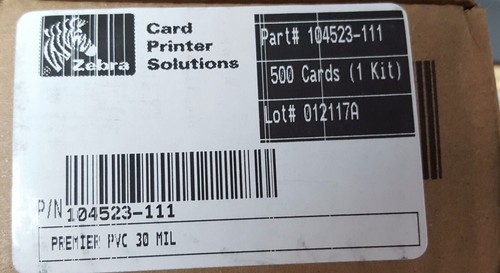 Zebra 104523-111 500 pcs Premier 30mil PVC Card 2.12" Width x 3.38" Length Whit | eBay