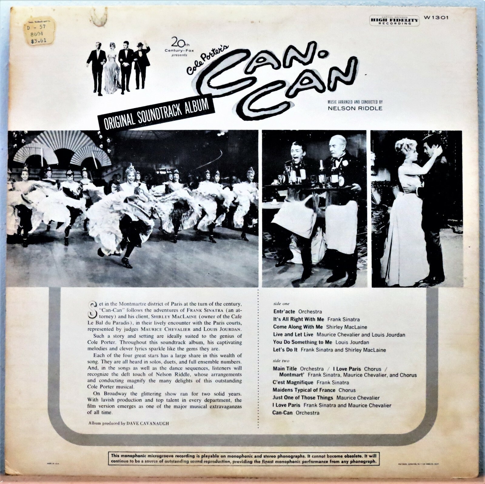 🎤 " CAN-CAN ": Original Soundtrack Album: Capitol # W1301 - 1st ...