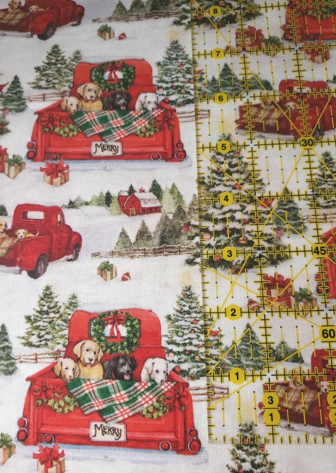 100% Cotton Holiday Christmas Riding Dogs Susan Winget Fabric FQ Fat ...