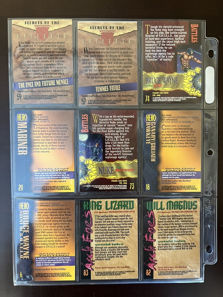 9 1996 AMALGAM Card Lot - Bruce Wayne, Nuke, Mariner +++ 3S6 | eBay