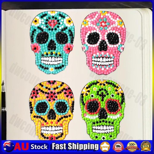 4pcs Diamond Mosaic Sticker DIY Color Skulls Adhesive Rhinestones ...