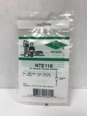 *NOS* NTE-NTE116-GENERAL PURPOSE SILICON RECTIFIER PRV=600V IF=1A* | eBay