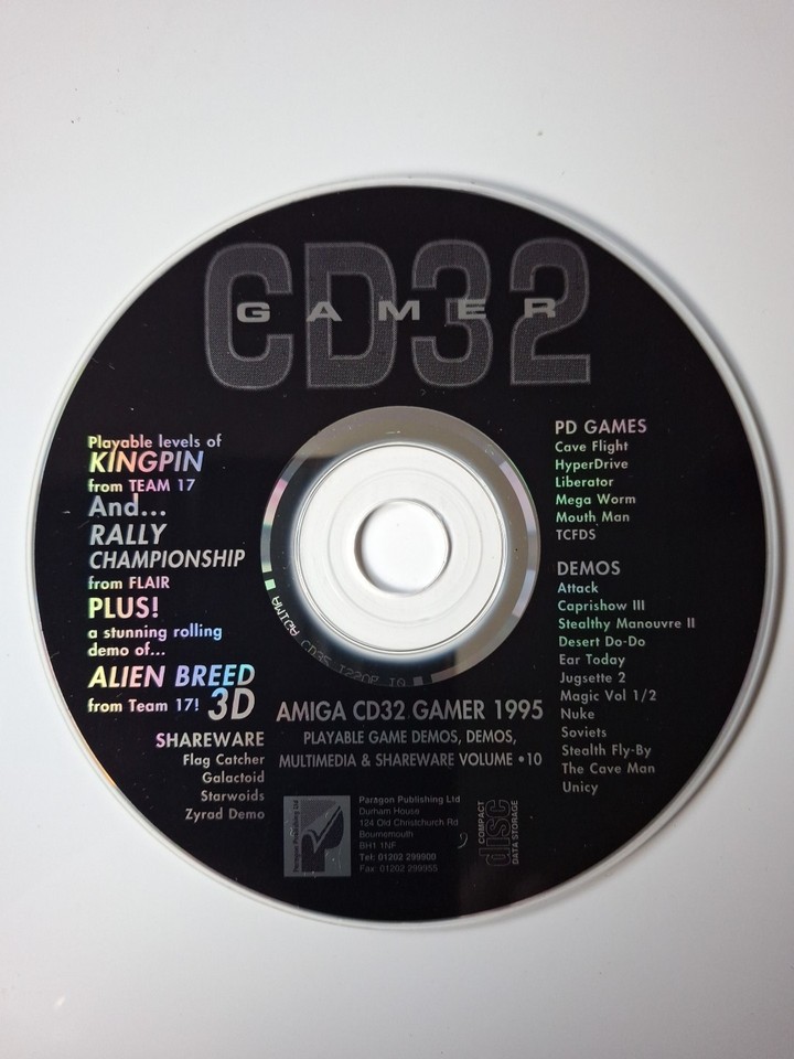 COMMODORE AMIGA CD32, GAMER CD32 COVER DISC, VOLUME 10. 1995, ALIEN ...