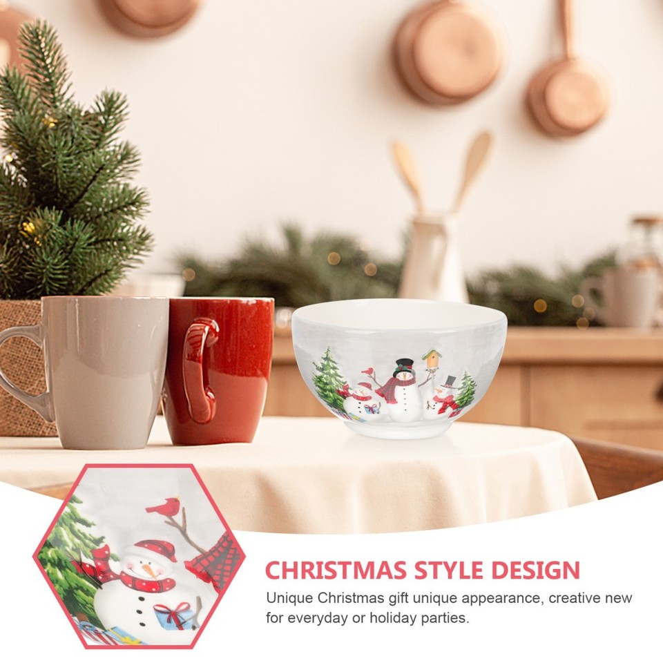 Household Soup Bowl Christmas Elements Food Bowl Multi-function Serving ...