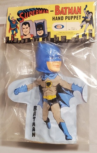 1966 Ideal Batman Hand Puppet Vinyl Adam West TV MIP Mint On Card 60s ...