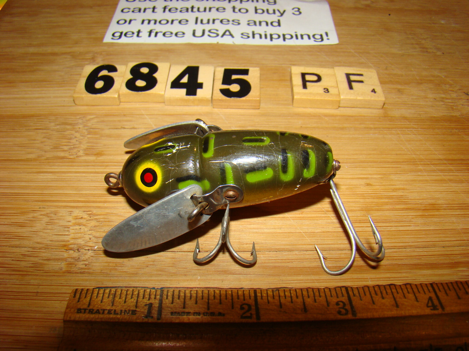 U6845 PF HEDDON WOODEN CRAZY CRAWLER FISHING LURE | eBay