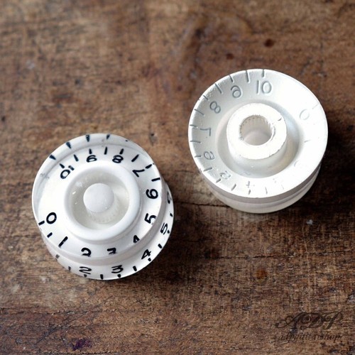 2x Knobs Speed Knobs White Bass Inch Size 24 Splines Shaft for Gibson ...