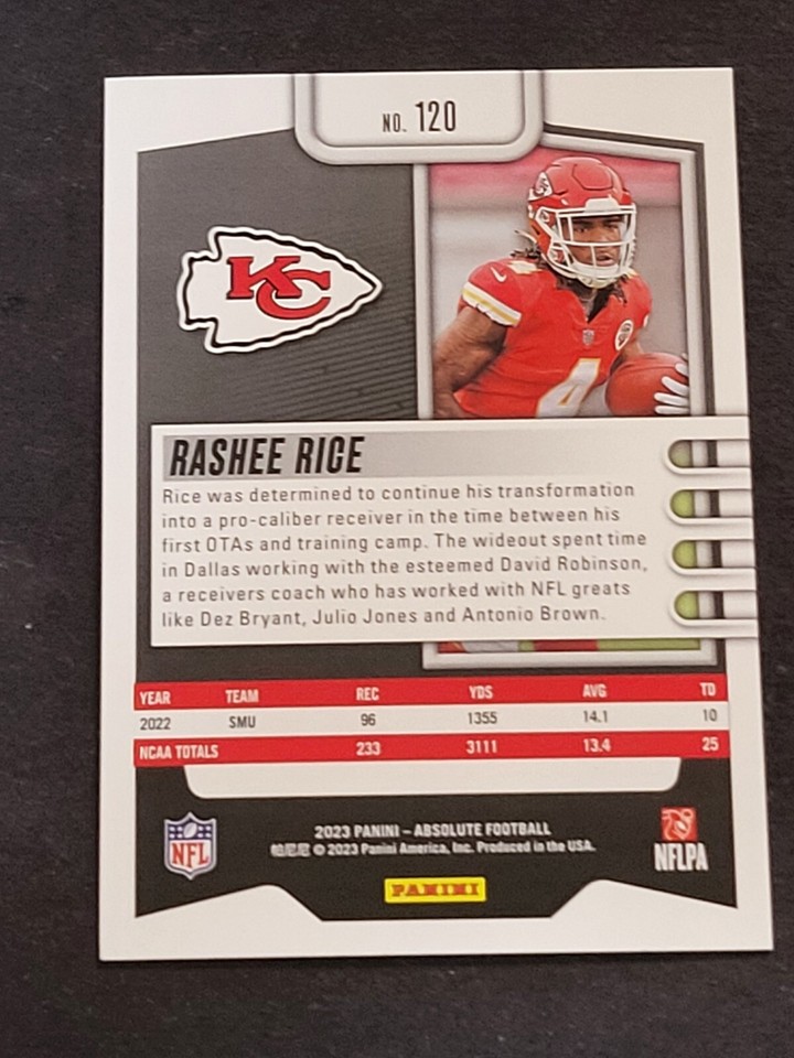 2023 PANINI ABSOLUTE FOOTBALL ROOKIE CARD RASHEE RICE #120 | eBay