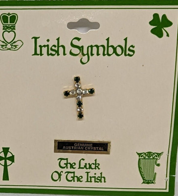 Irish Pride Austrian Crystals Cross Gift Lapel Tack Pin carded St ...