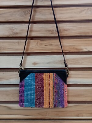 Handmade recycled chindi dhurrie leather sling bag handcrafted chindi ...