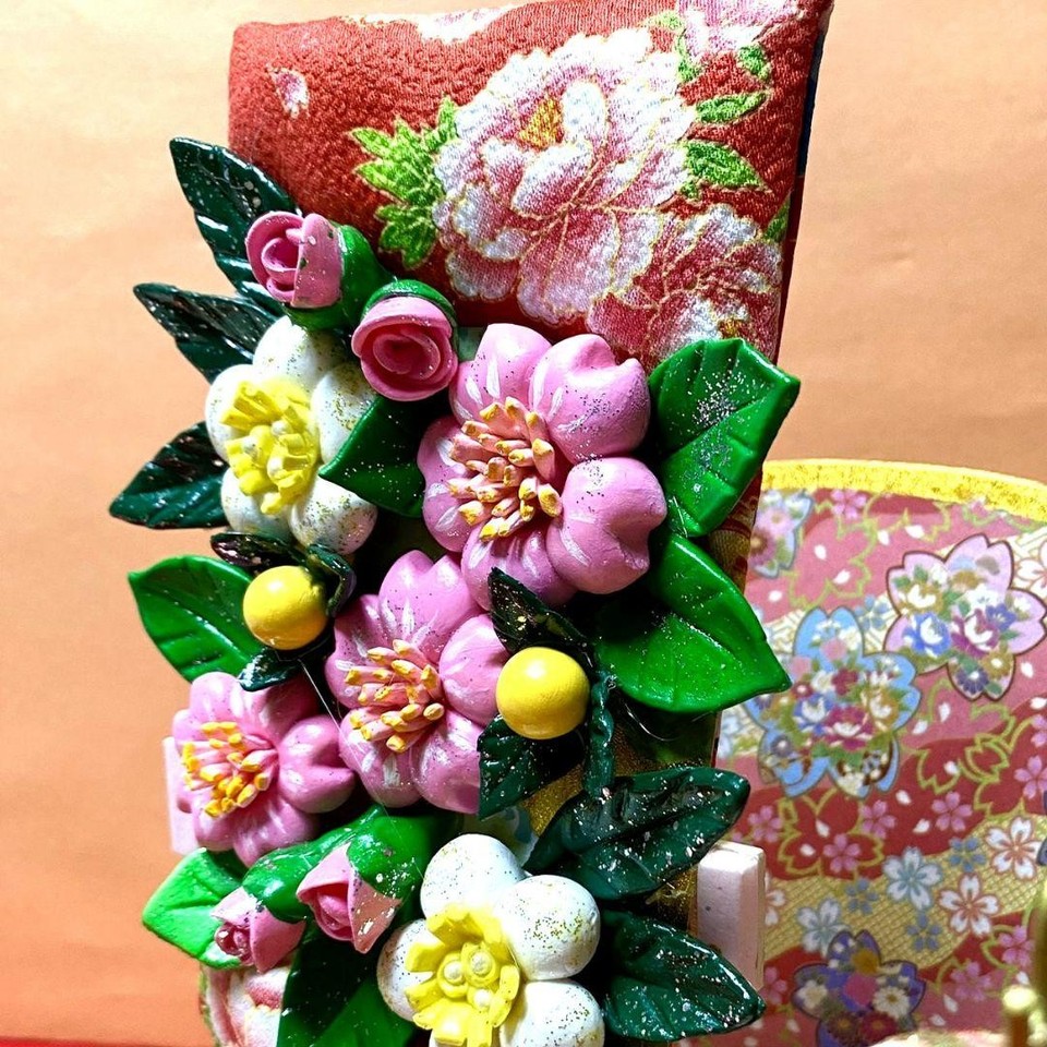 Japanese Hagoita Paddle Set with Chirimen Ball & Sakura Flowers 6pcs ...