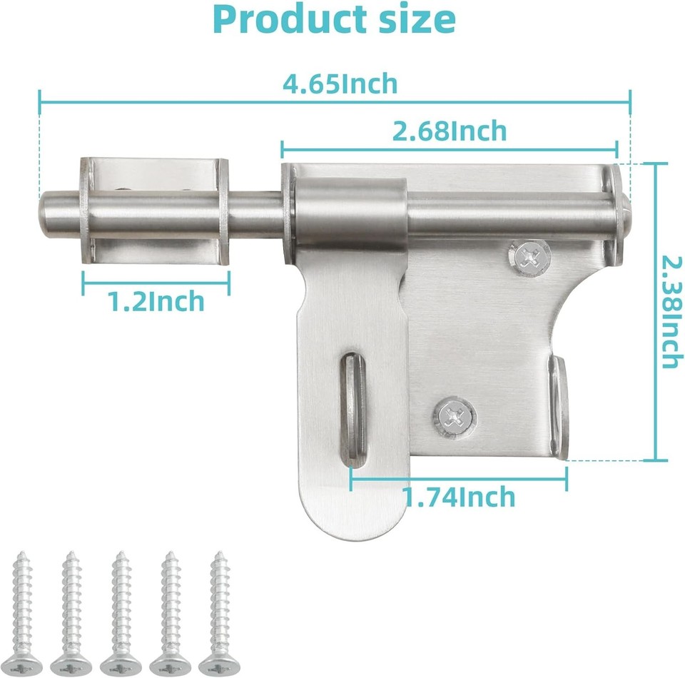 Heavy Duty Slide Bolt Gate Latch with Padlock Hole - Solid Hardware ...