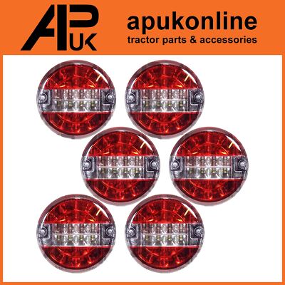 6x LED 12V Round Rear Brake Tail Lights Lamp 4 Function Tractor Trailer ...
