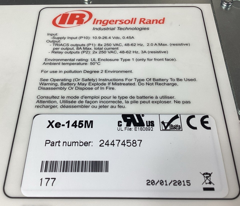 Ingersoll Rand XE-145M Control Part # 24474587 2C | eBay