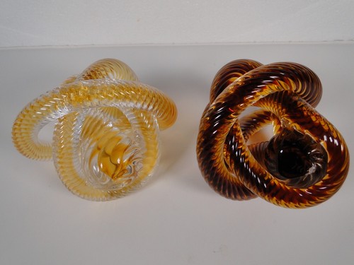Two Zanetti Murano INFINITY Ribbed Rope Knot ART Glass PAPERWEIGHT ...