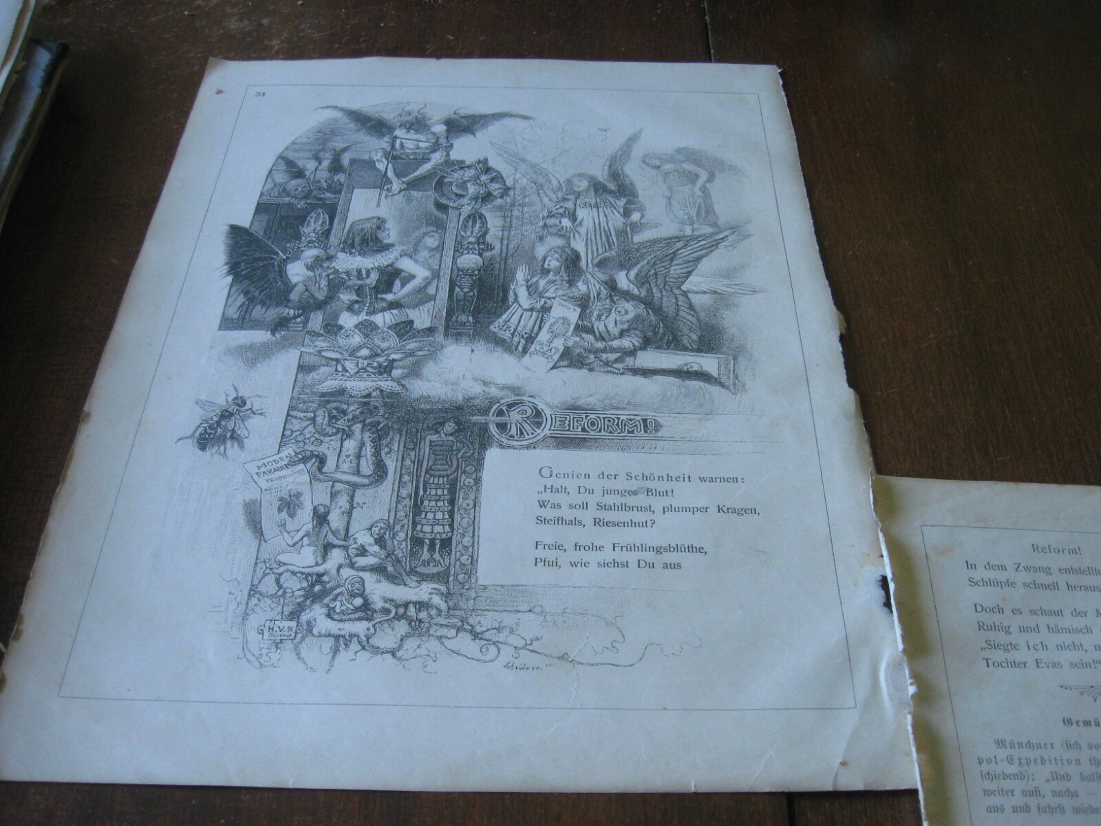 1898 Art Print / Poem - FASHION as DEVIL DEMON Puts C… - Gem
