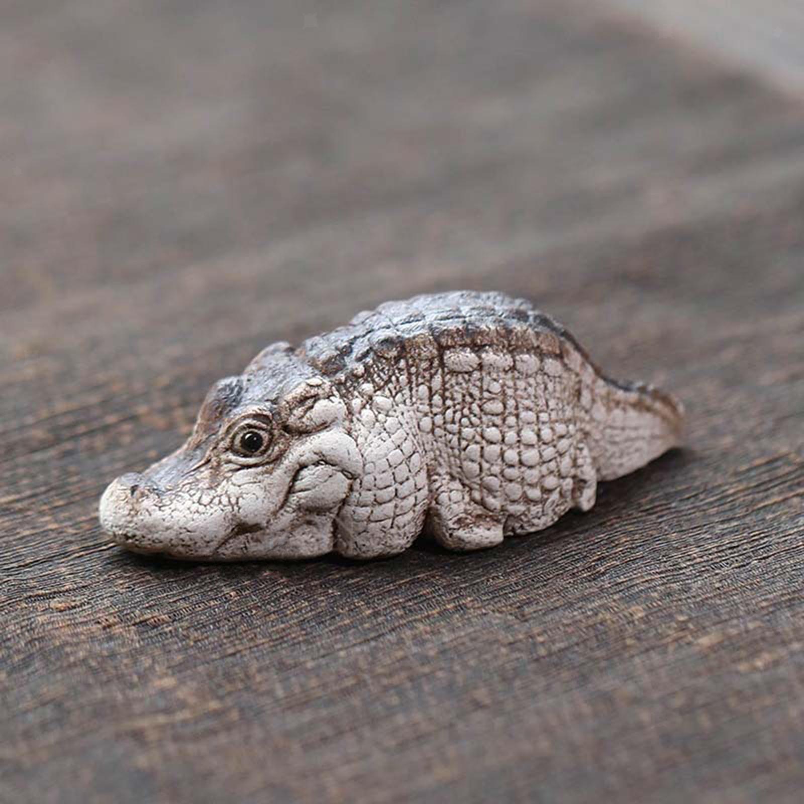 Mini Alligator Sculpture Resin Tea Pet Miniature Cute Decoration for ...