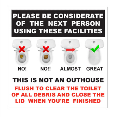 Flush Toilet – Not An Outhouse -Restroom Courtesy Stickers / 2 Pack ...