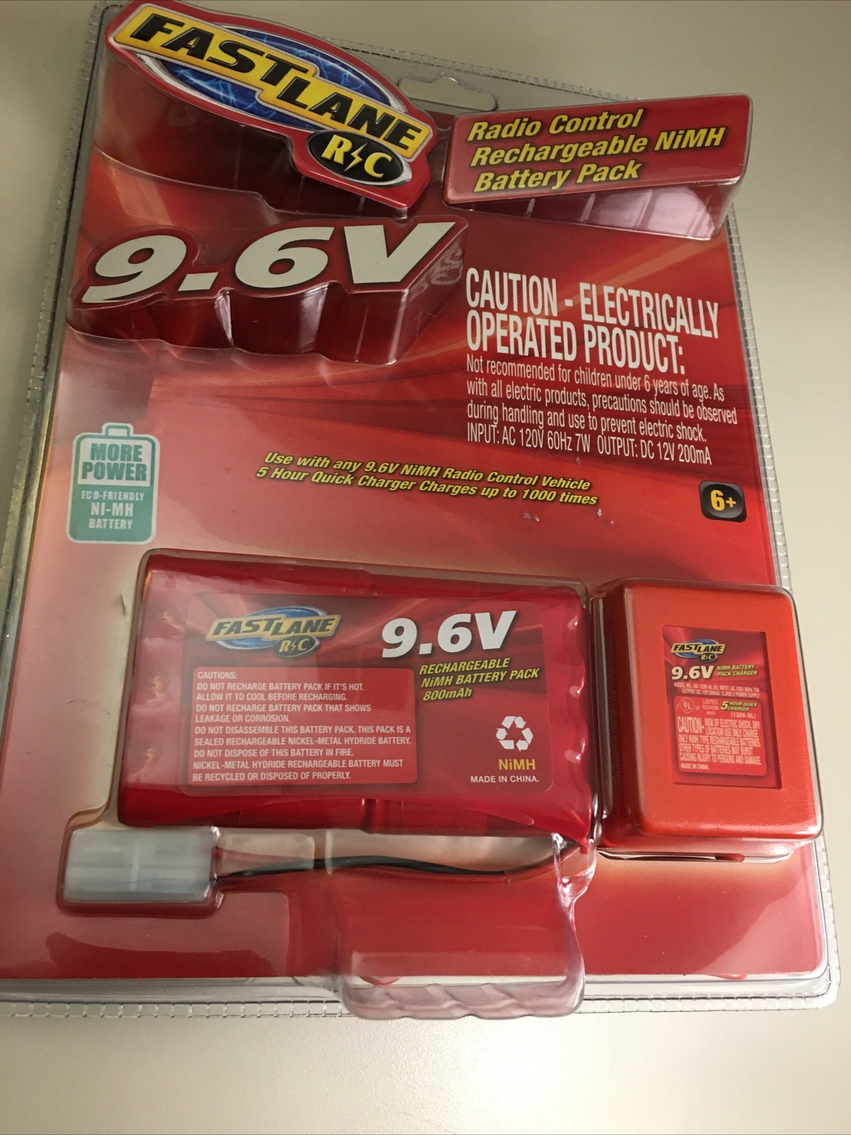 Fast Lane RC 9.6v Radio Control Rechargeable NiMH Battery Pack/charger ...