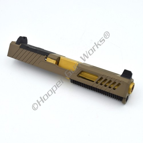 HGW Titan Complete Upper for Glock 19 RMR FDE Slide Gold TiN Fluted ...