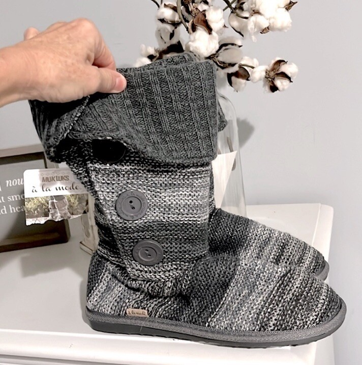 Mukluks Slippers Sweater Boots Comfy Slouch Gray Womens 9 New House ...