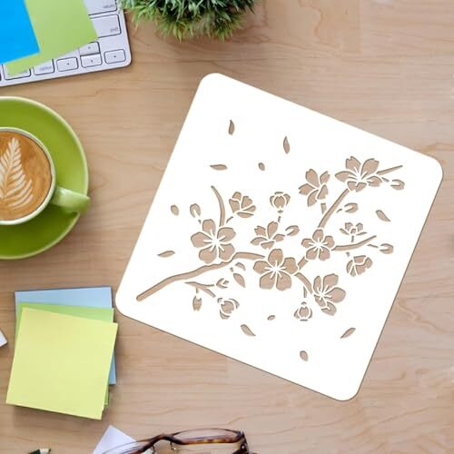 Stencil Template 11.8x11.8inch Plastic Branch Drawing Painting Cherry ...