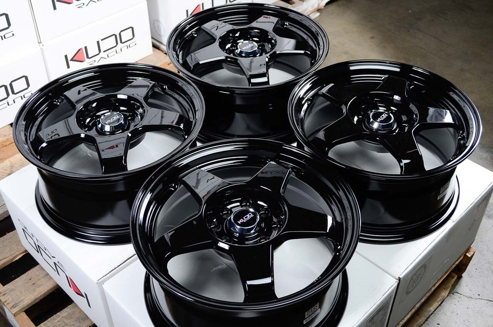 Kudo Racing 15x7 4x100 4x114.3 Black Lightweight Wheels Rim 11.6 LBS ...