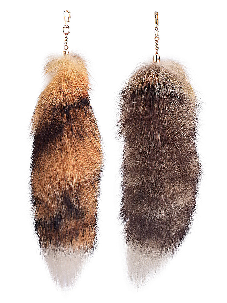 40cm Fox Tail Keychain Faux Fur Keyring Tassel Key Ring Chain Bag ...