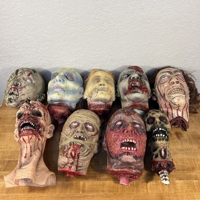 Lot Of 9 Halloween Hanging Severed Heads Gory Bloody Spirit Halloween ...