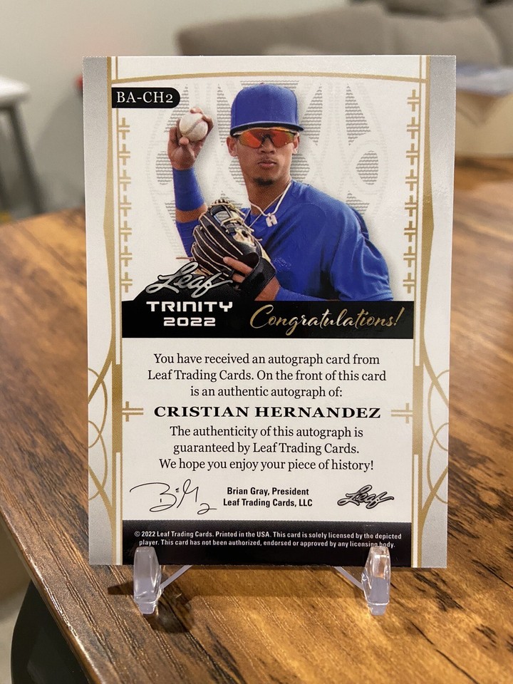 Christian Hernandez 2022 Leaf Trinity Baseball Rookie Auto #/25 Chicago ...