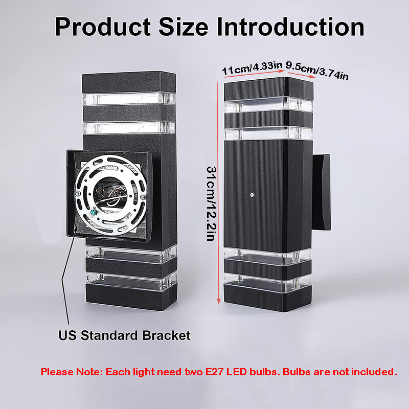 Modern LED Up Down Wall Light Outdoor Dual Wall Lamp Fixture Dusk to ...