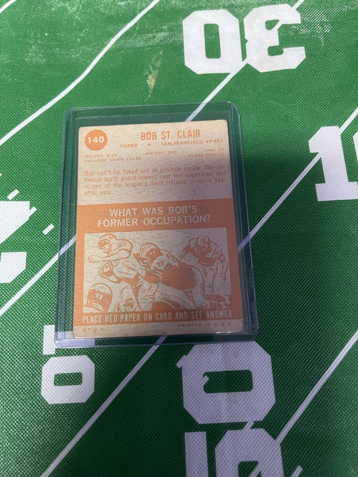 1963 TOPPS BOB ST. CLAIR CARD SAN FRANCISCO 49ERS #140 | eBay