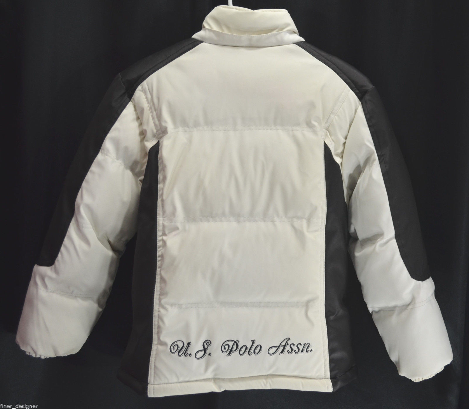 U.S. Polo Assn USPA puffer winter jacket zip coat White Black warm ...