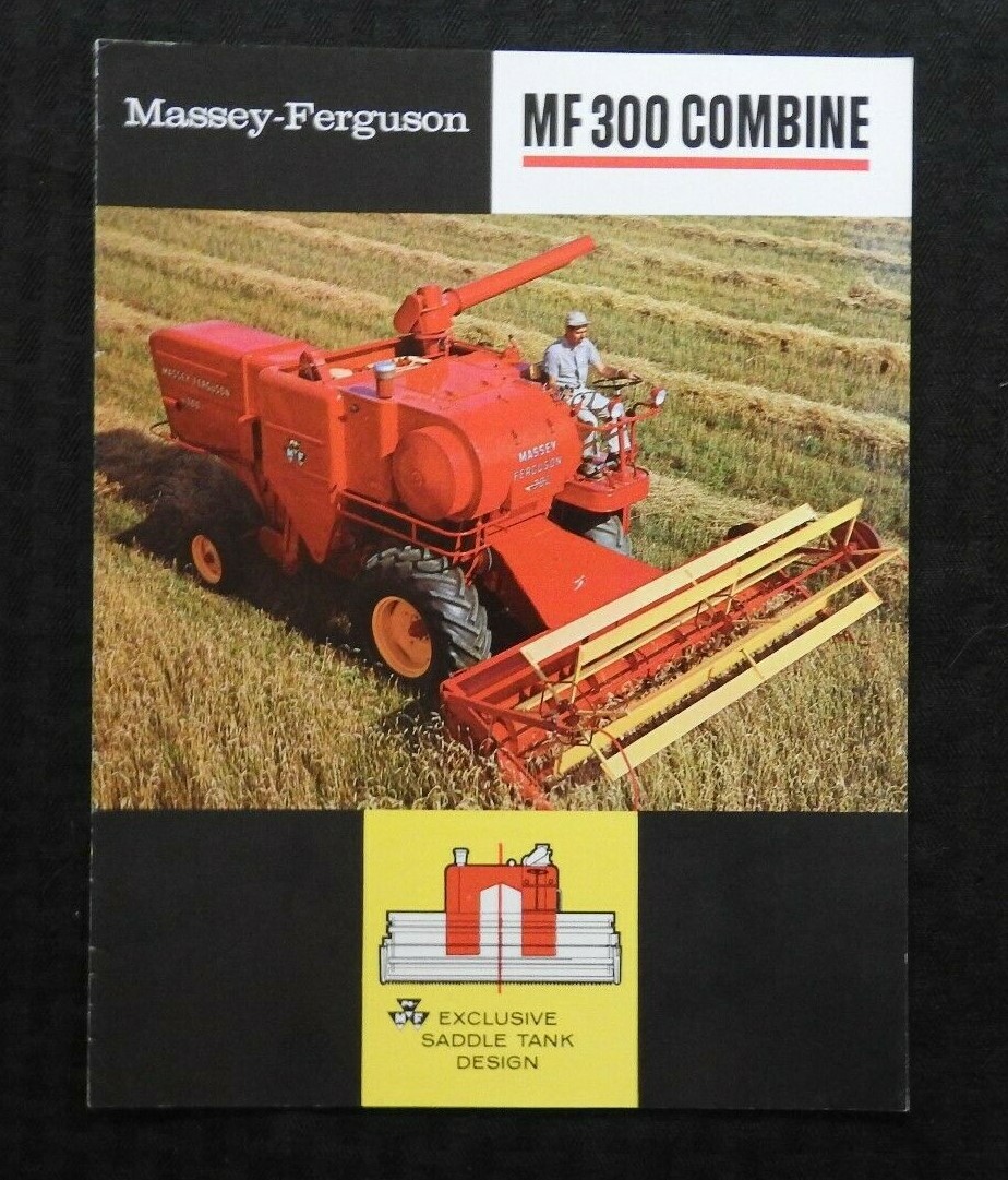 1963 MASSEY-FERGUSON "MF 300 COMBINE" SALES CATALOG BROCHURE VERY GOOD ...