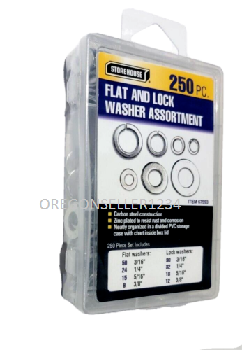 NEW Split Lock and Flat Washer Assortment Set Zinc Plated Steel Piece ...