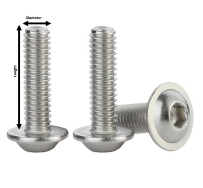 FLANGED BUTTON HEAD SCREWS ALLEN KEY SOCKET BOLTS A2 STAINLESS STEEL M4 ...