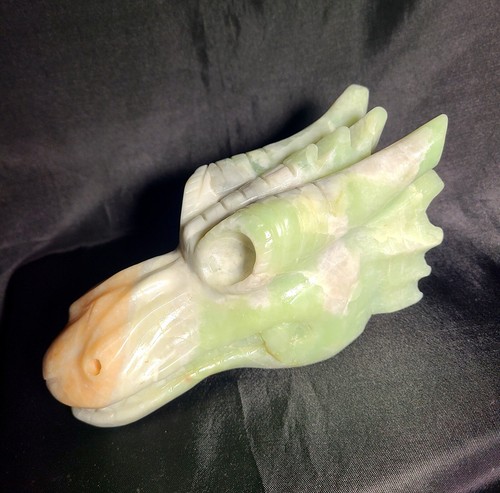 X-LARGE 7.3" 3lb Colorful Jade Dragon Head Skull GOT Crystal Carving Sculpture | eBay